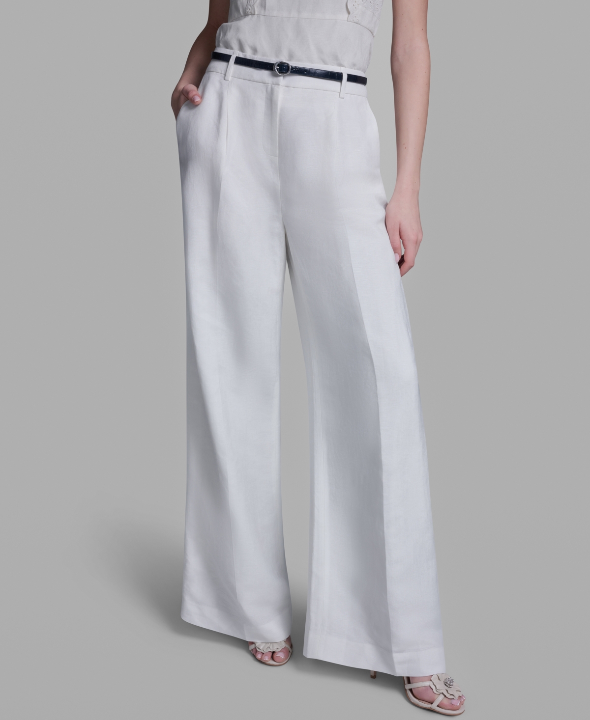 Click here for Bcbg Womens High-Rise Wide-Leg Belted Pants - Whis... prices