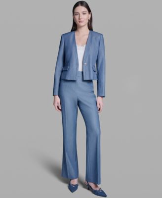 Click here for Bcbg Womens One Button Faux Denim Jacket High Rise... prices