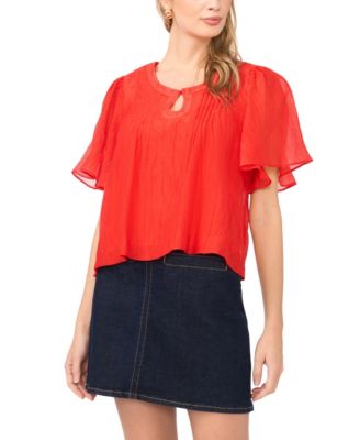 Click here for Vince Camuto Womens Front Cutout Flutter Sleeve Bl... prices