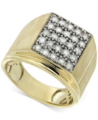Men's Diamond Matrix Ring (1 ct. t.w.) in 10k Gold - Macy's