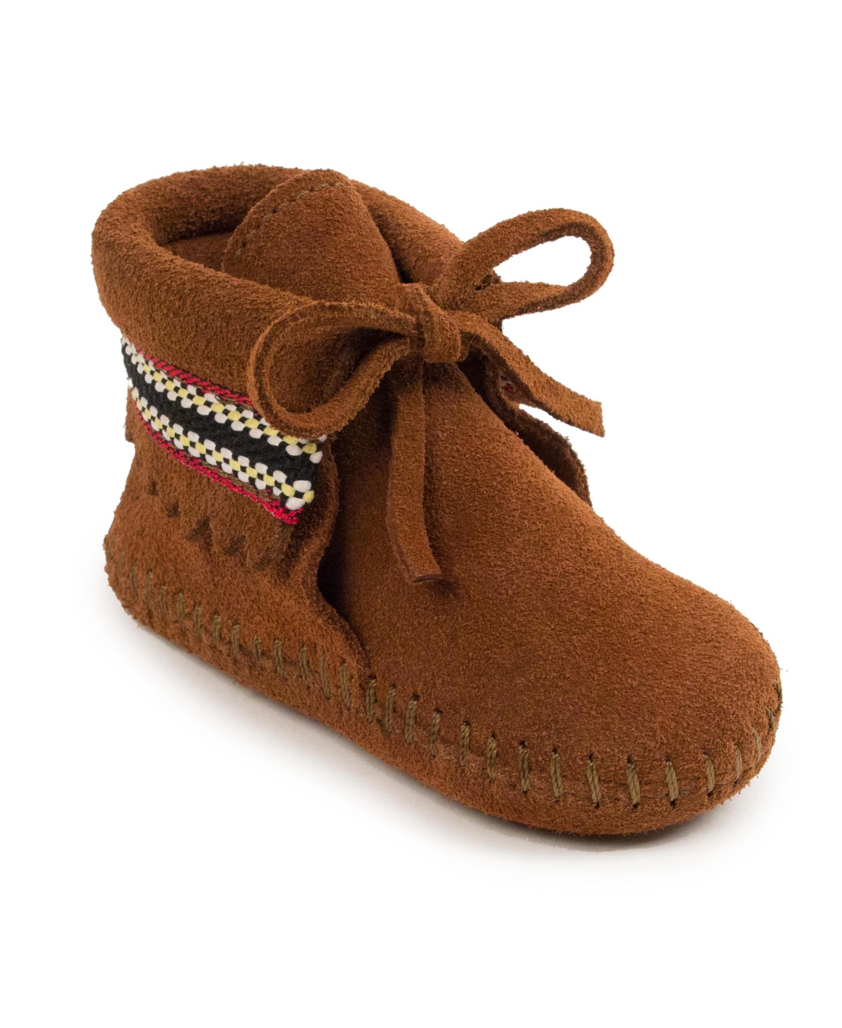 Click here for Minnetonka Baby Suede Braid Booties - Brown prices