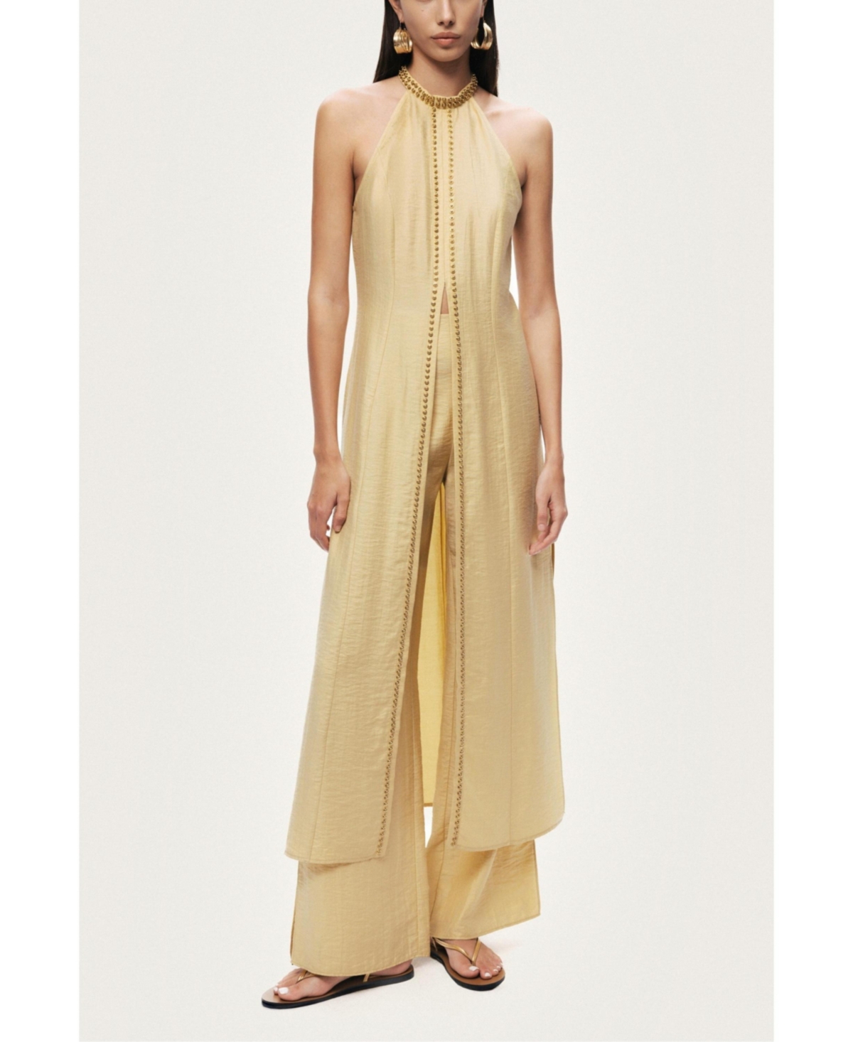 Click here for Nocturne Womens Studded Halter Neck Tunic - Yellow prices