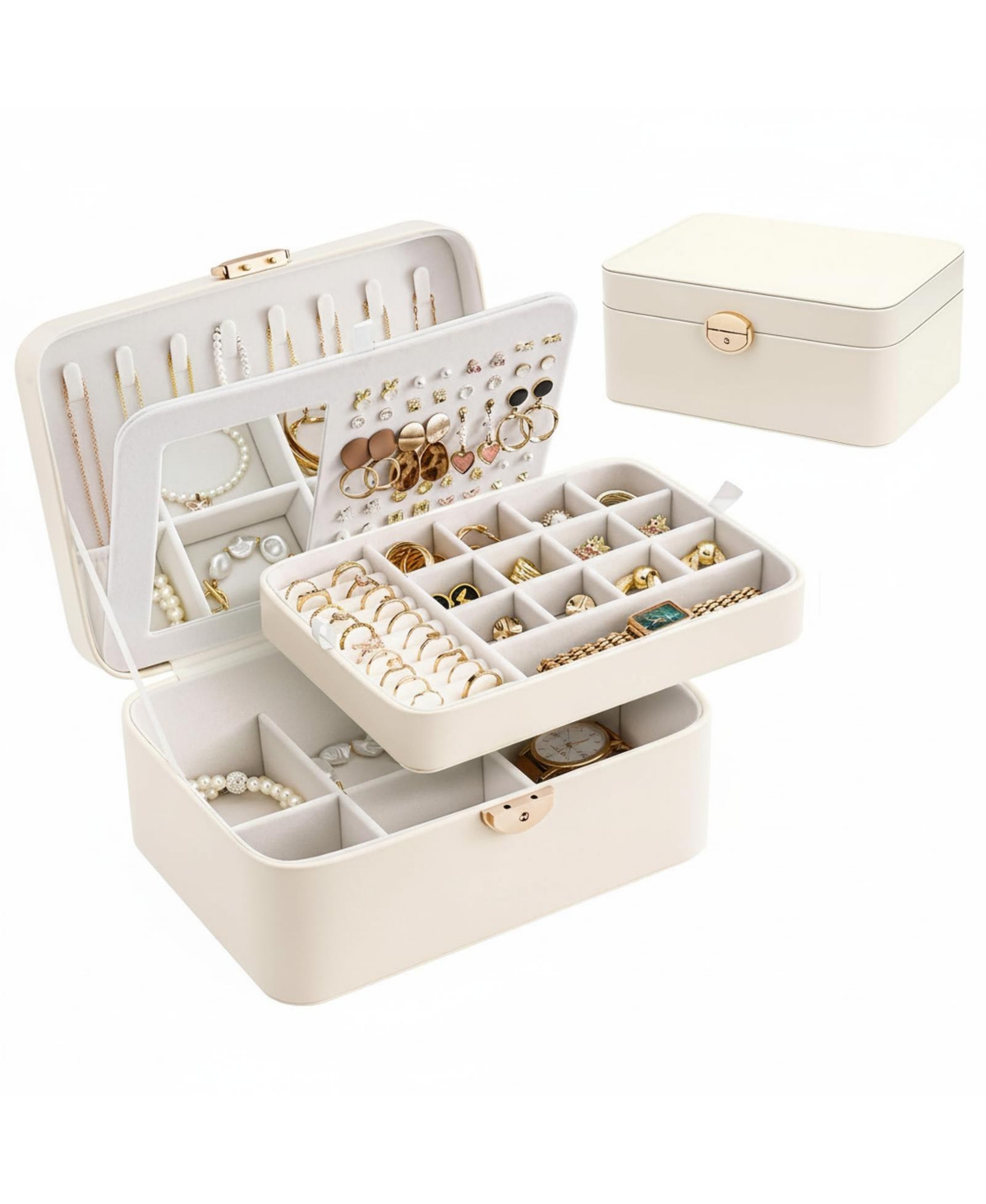 Click here for Yigii 2 Layer Jewelry Organizer Box with Bow Clasp... prices