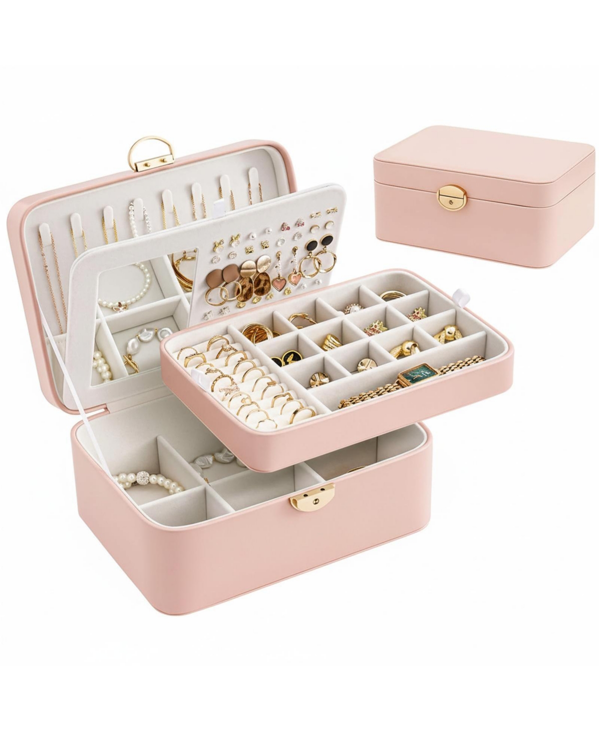 Click here for Yigii 2 Layer Jewelry Organizer Box with Bow Clasp... prices