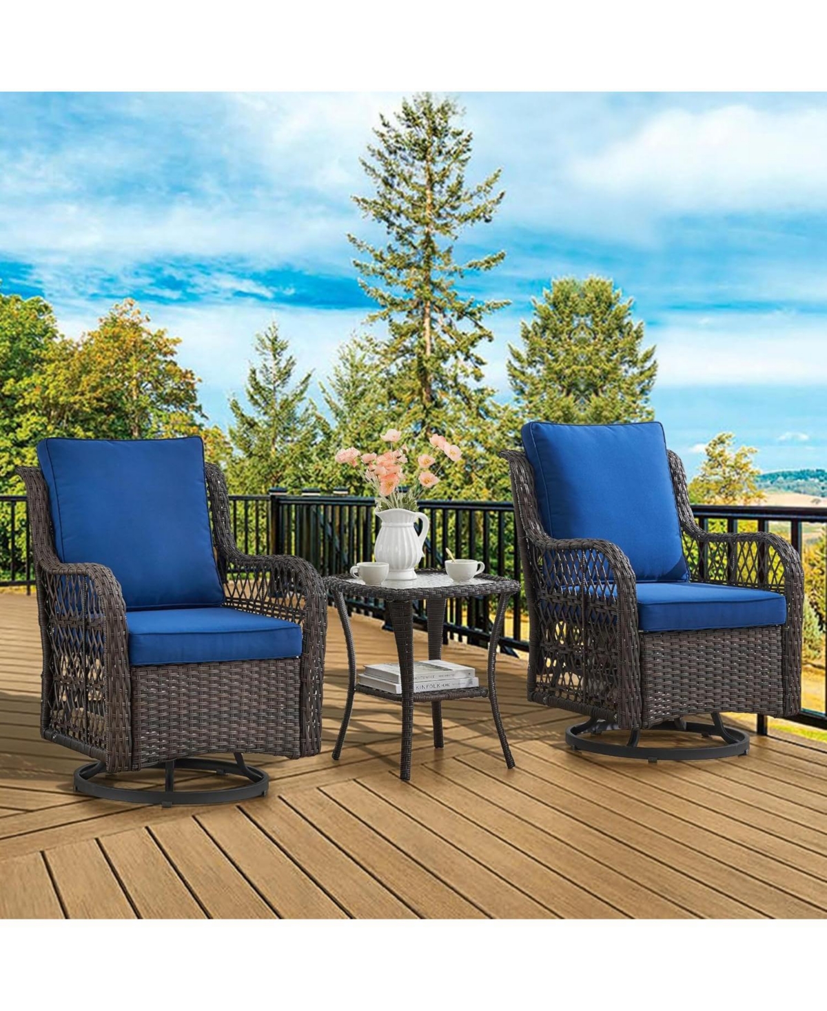 Click here for gaomon 3 Piece Outdoor Patio Set  Wicker Rocking B... prices