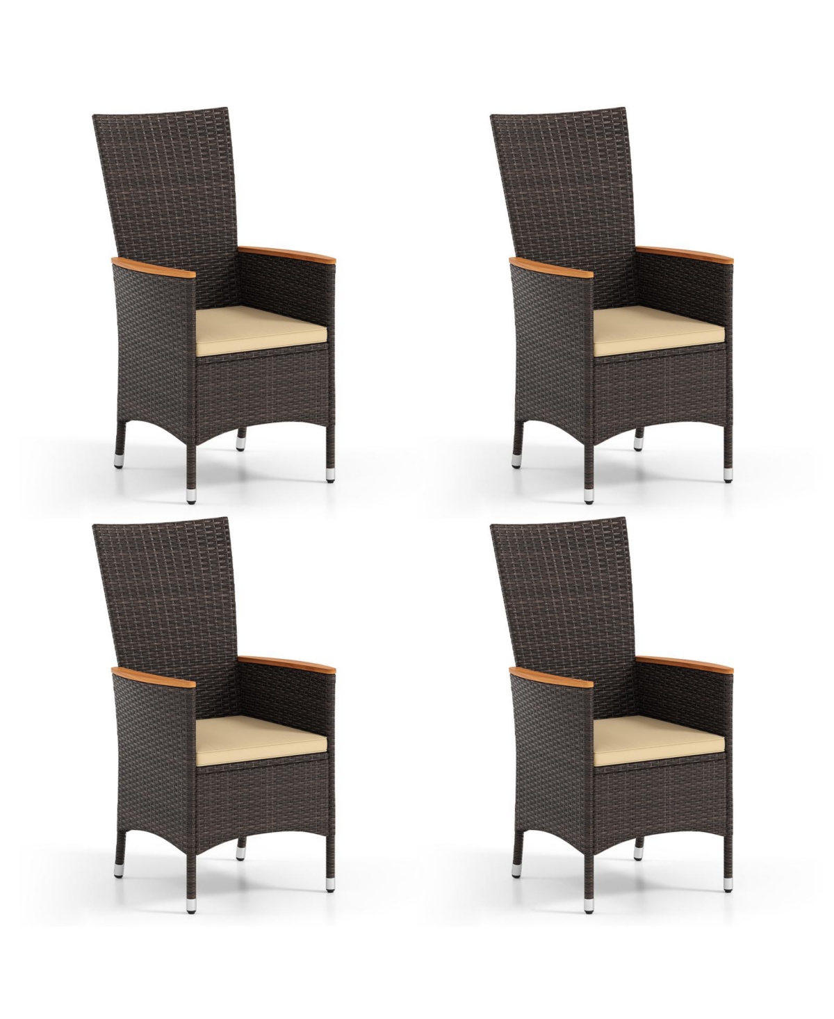 Click here for Gouun Set of 4 Wicker Patio Dining Chairs with Hig... prices