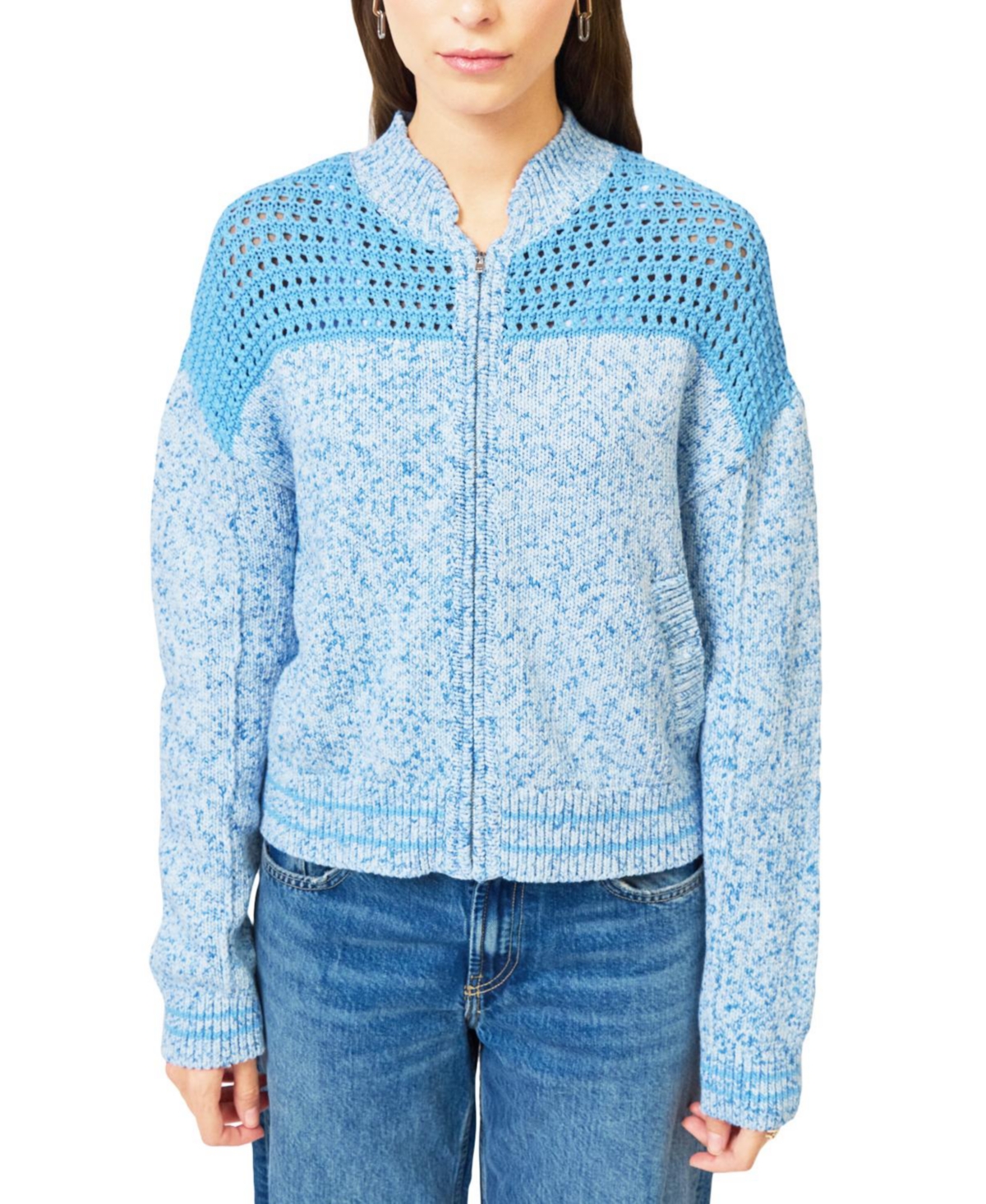 Click here for Central Park West Womens Clover Mesh Sweater Bombe... prices