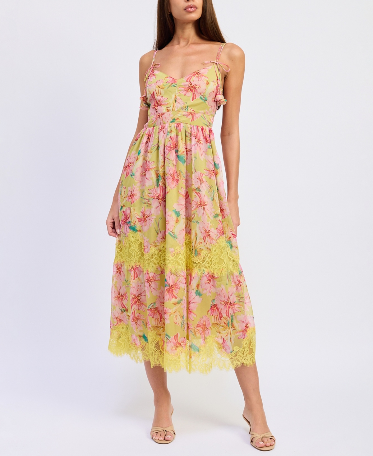 Click here for En Saison Womens Sleeveless Bustier V-Neck Midi Dr... prices