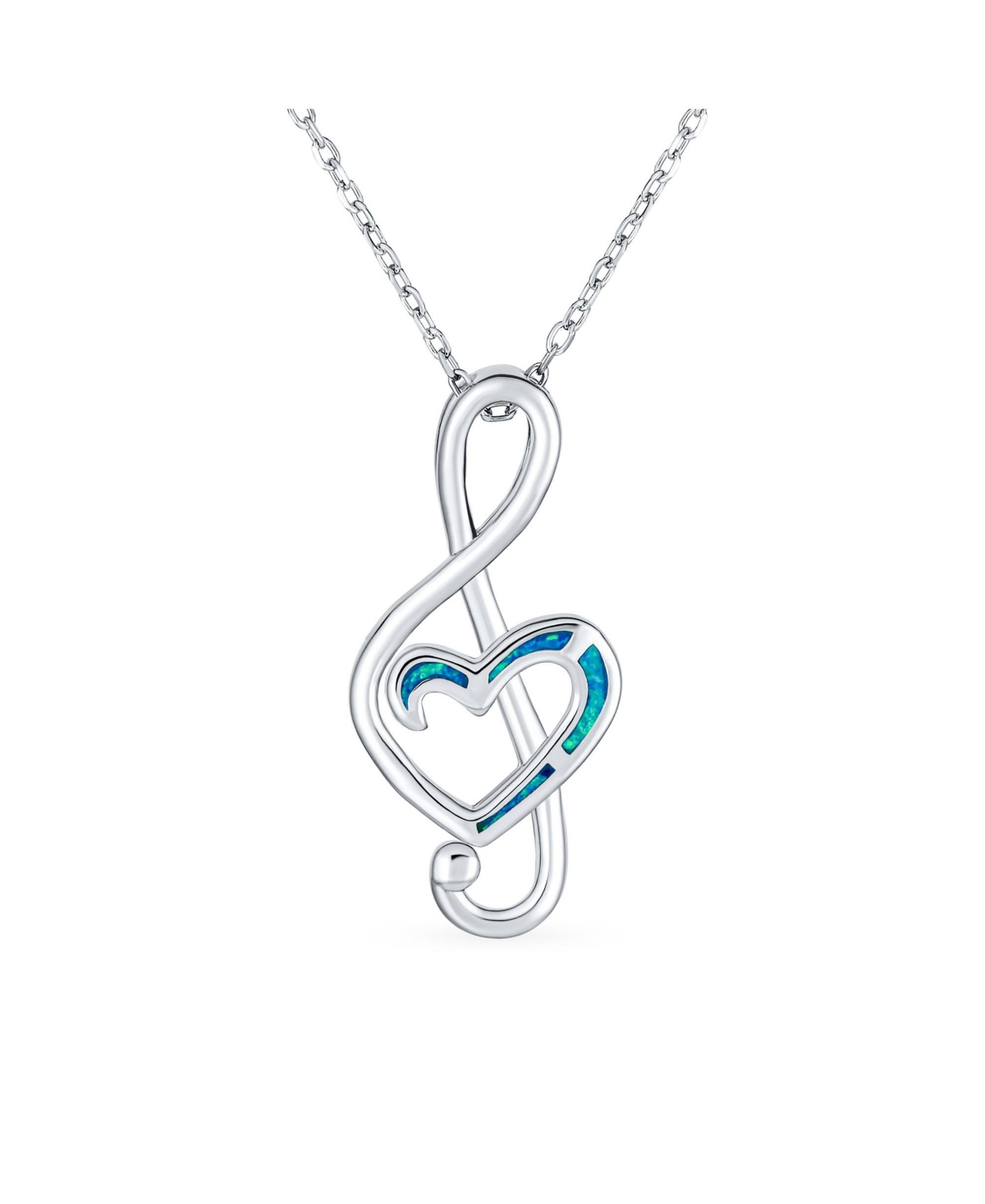 Click here for Bling Jewelry Musical Created Blue Opal Heart Treb... prices