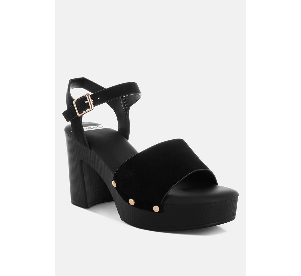 Click here for Daniela Suede High Block Sandals In Beige - Black... prices
