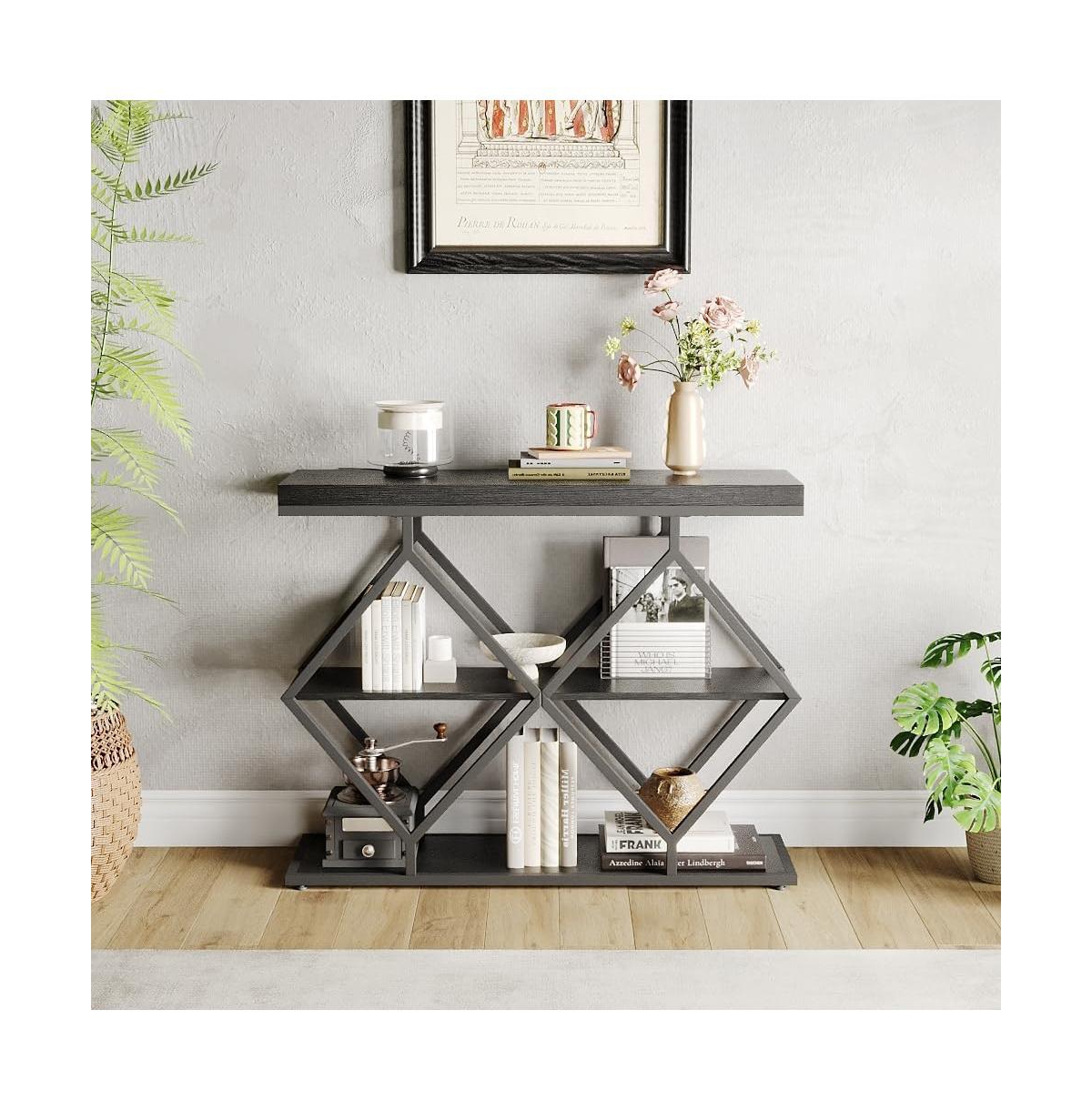 Click here for gaomon 3-Tier Industrial Entryway Table with Diamo... prices