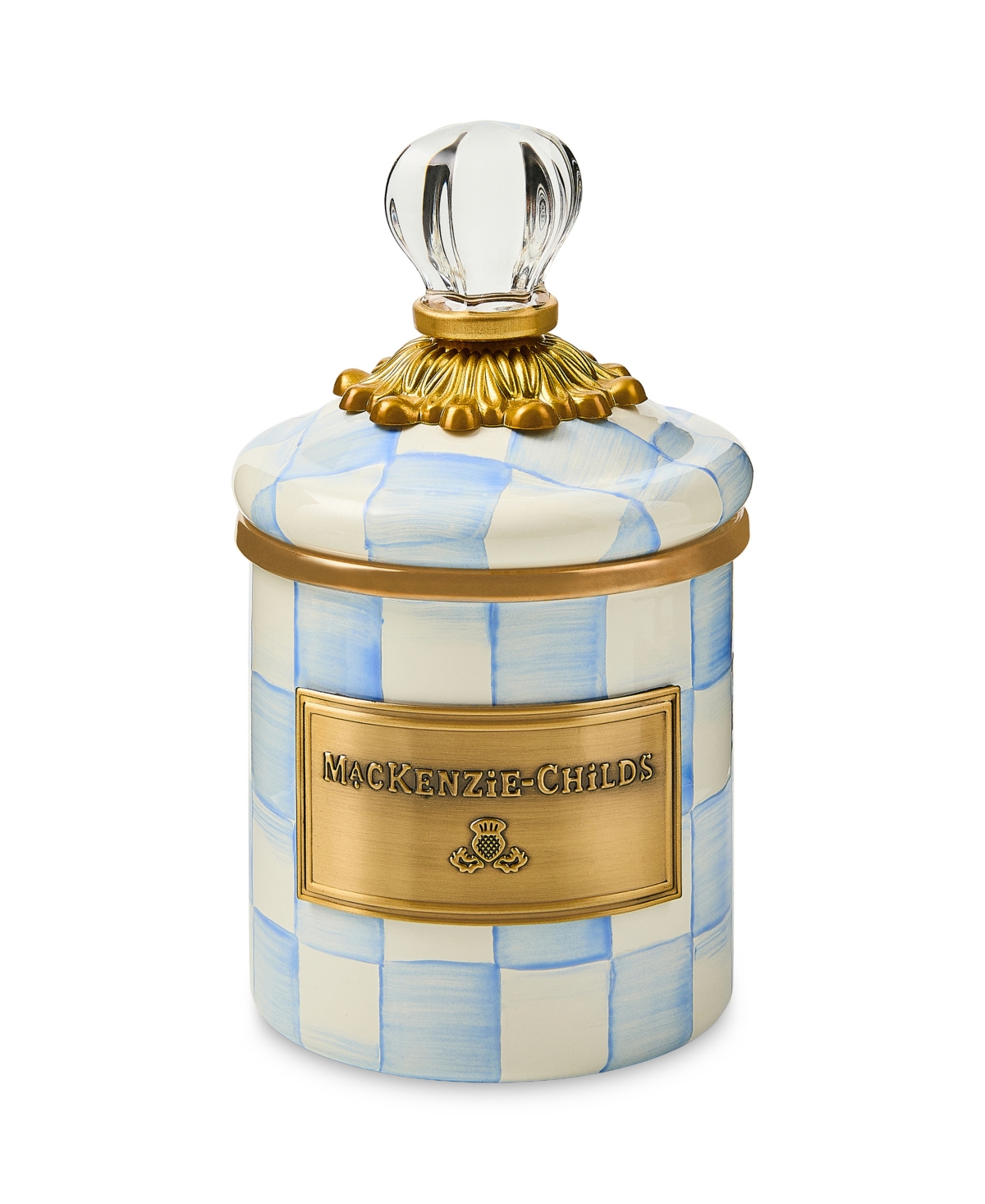 Click here for MacKenzie-Childs Check 14 oz. Mini Canister - Sky... prices