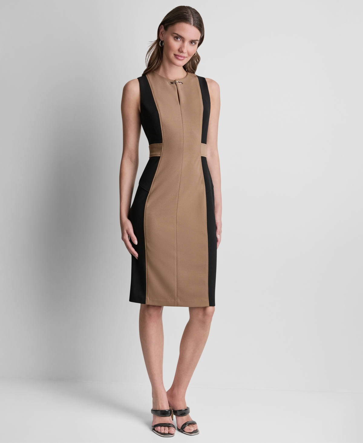 Click here for Dkny Womens Sleeveless Jewel Neck Sheath Dress - C... prices