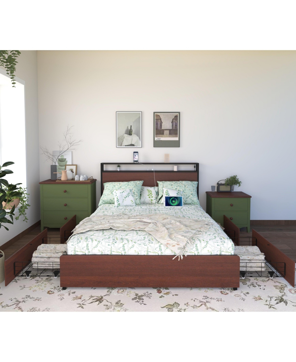 Click here for Lucky One Bed Frame  Storage Headboard with Chargi... prices