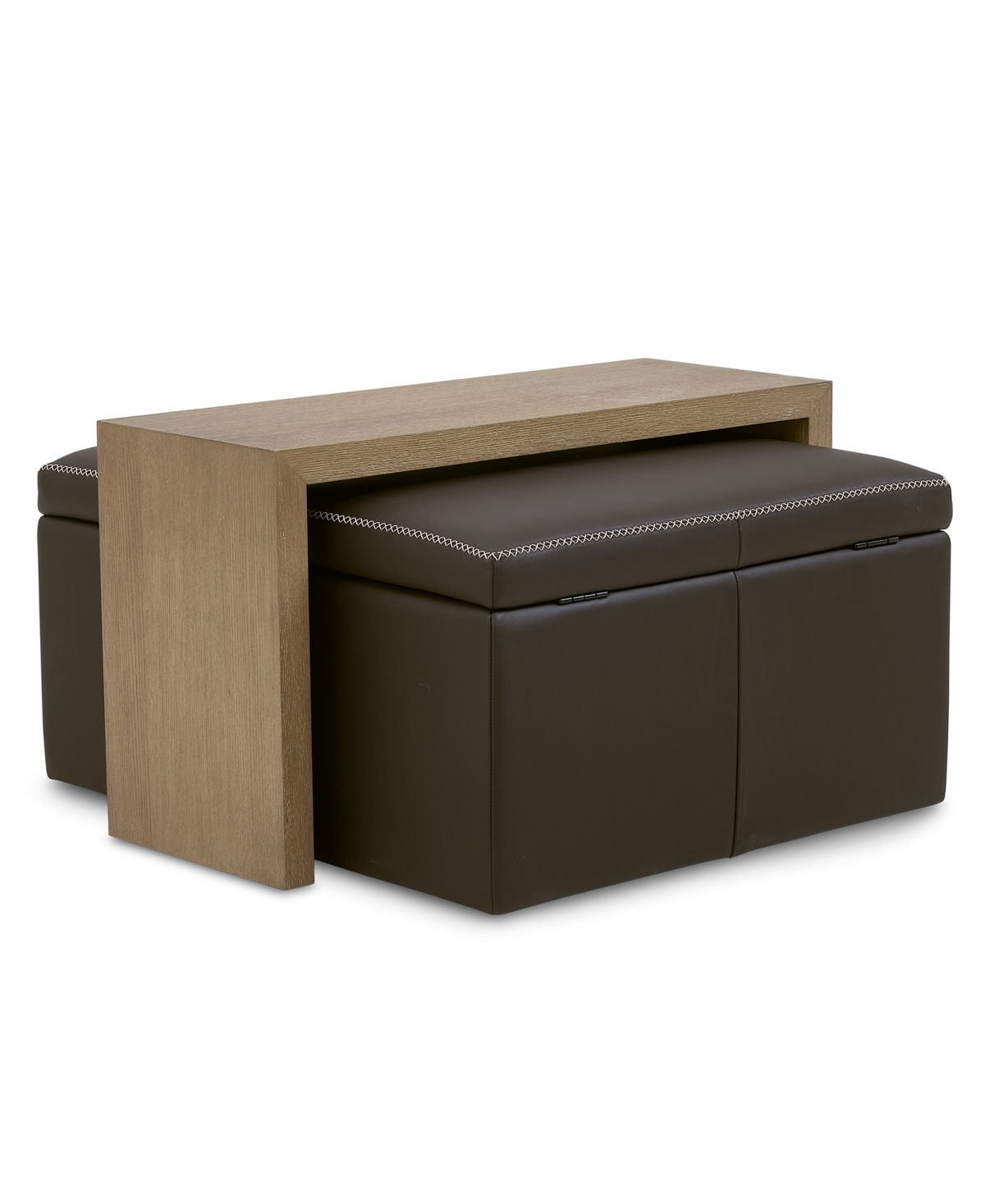 Click here for Holtman 35 Leather Square Storage Ottoman - Coffee prices