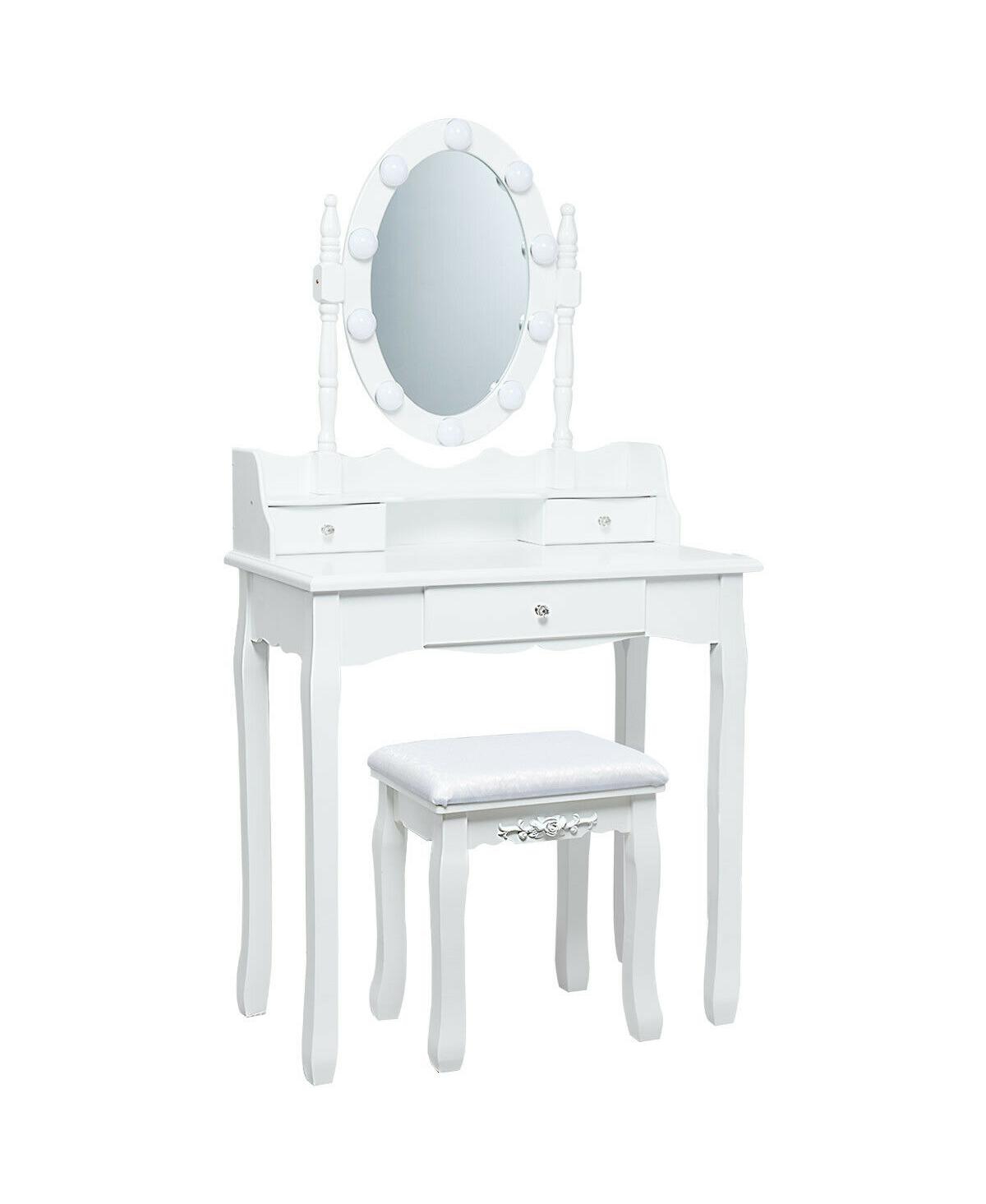 Click here for Gouun Oval Mirror Vanity Set with 10 Led Dimmable... prices
