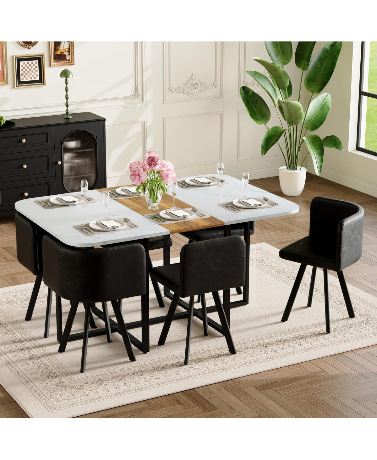 Click here for Streamdale Furniture 6-Pieces Faux Marble Dining S... prices
