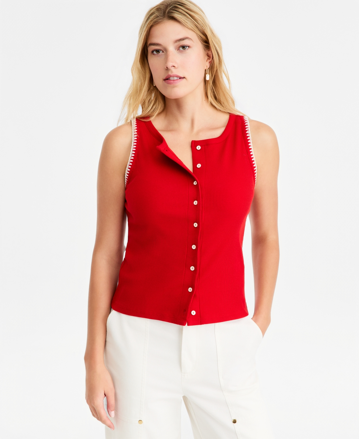Click here for On 34th Womens Sleeveless Rib-Knit Whipstitch Butt... prices