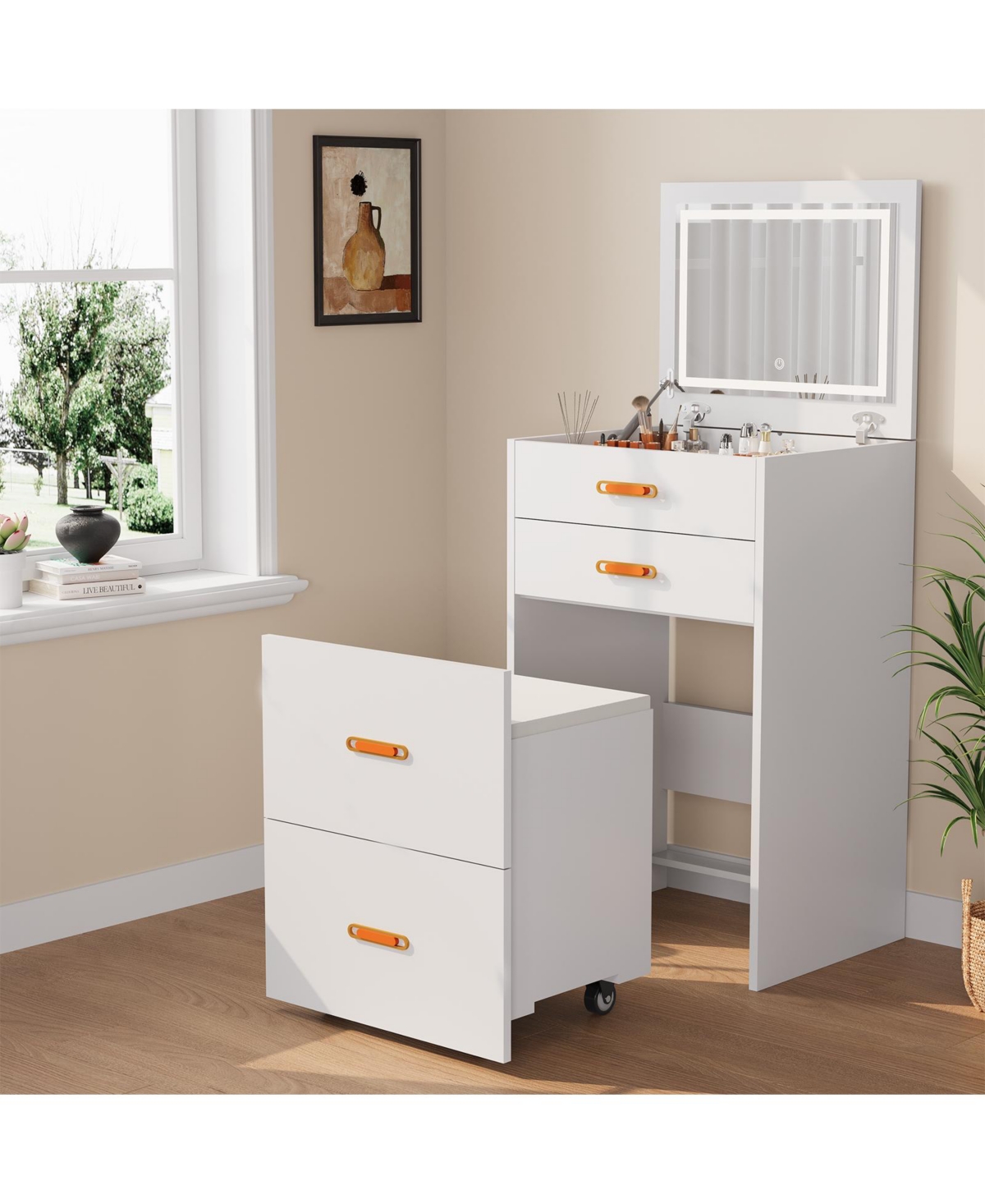 Click here for Homfan 3-in-1 Compact Vanity Desk with Mirror and... prices