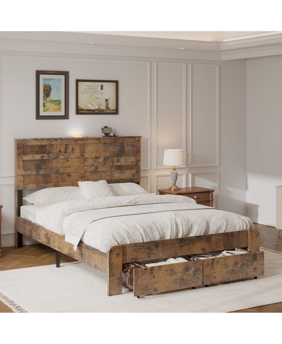 Click here for Lucky One Full-size bed frame with 2 storage drawe... prices