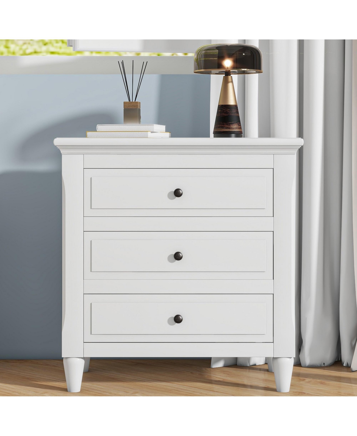 Click here for Rainsken Nightstand with 3 Drawers and Smooth Glid... prices