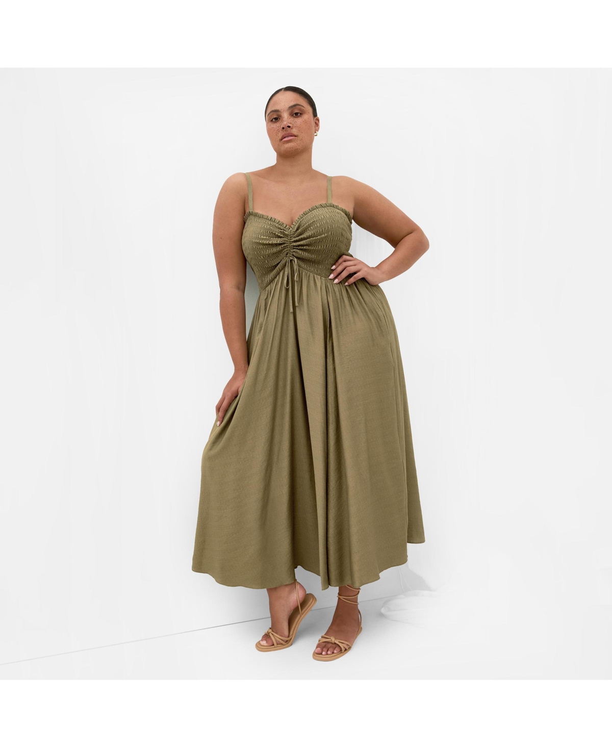 Click here for City Chic Womens Maui Shirred Maxi Dress - Khaki prices