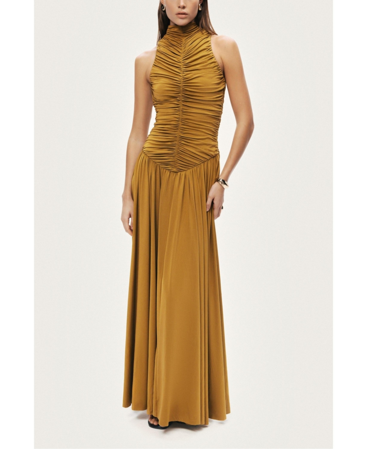 Click here for Nocturne Womens Ruched High-Neck Maxi Dress - Came... prices