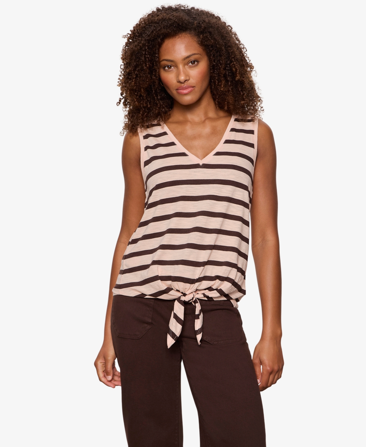 Click here for Sanctuary Petite V-Neck Tie-Front Tank Top - Bleac... prices