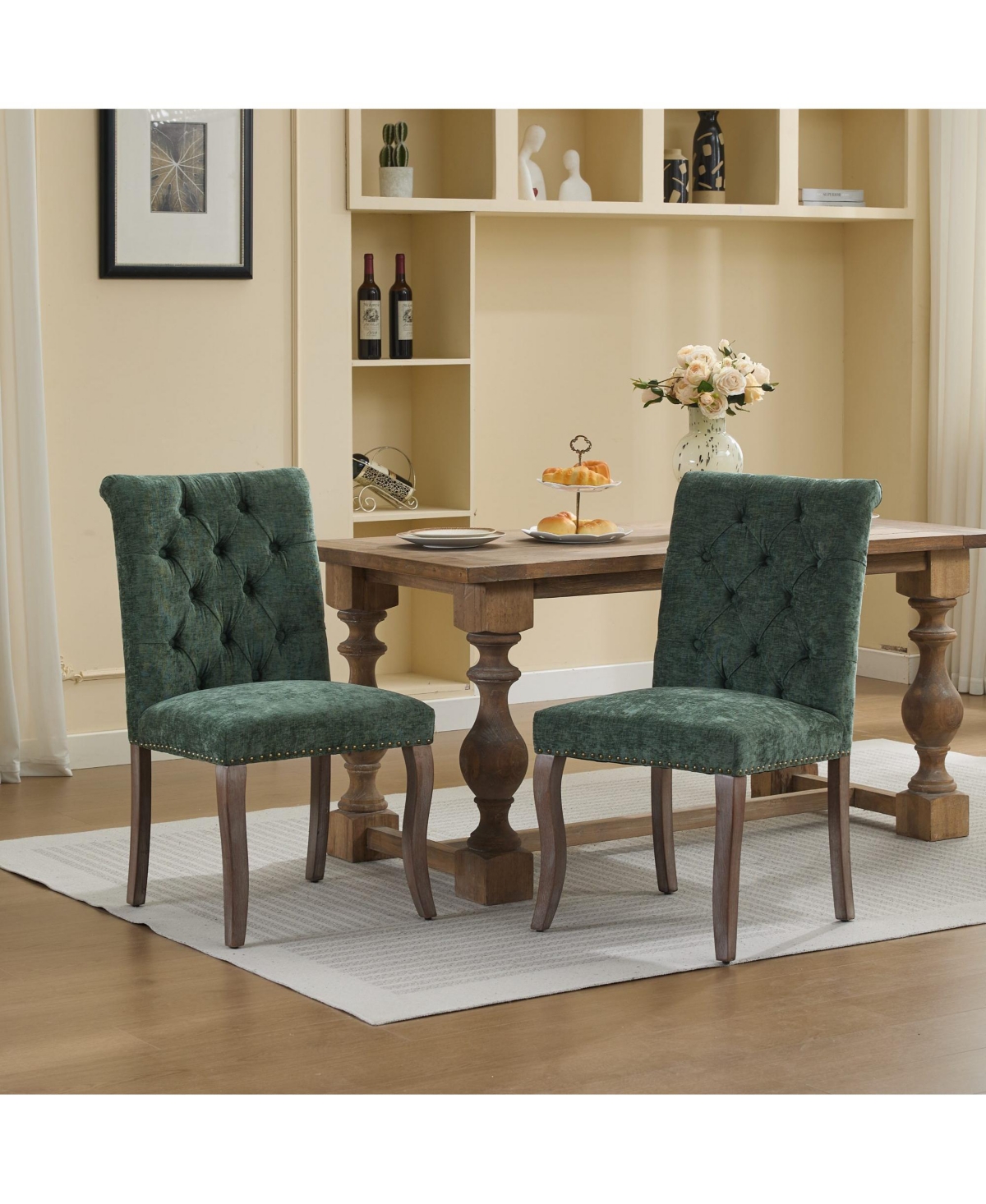 Click here for Rainsken Modern Chenille Fabric Dining Chairs Set... prices