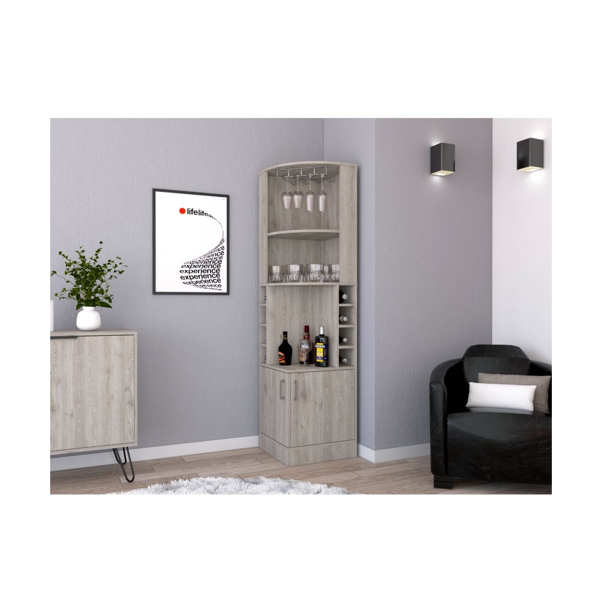 Click here for Flynama 71 Light Corner Bar Cabinet with 8 Bottle... prices