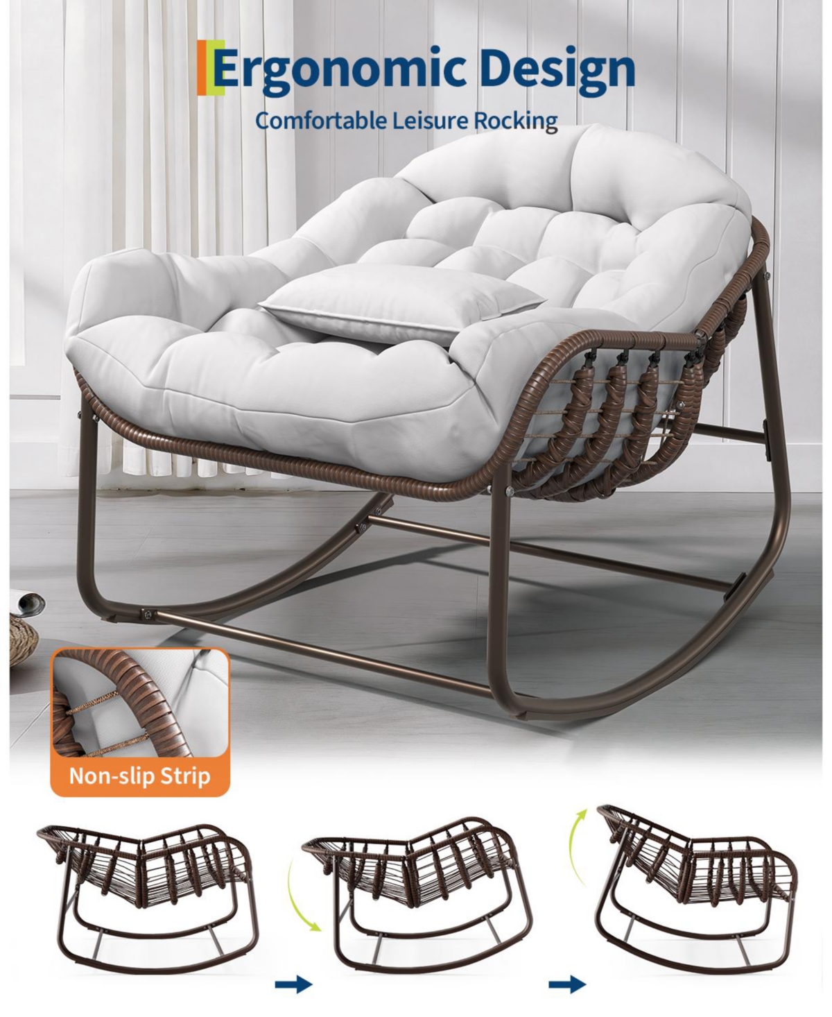 Click here for Homfan Rocking Egg Chair with Extra-Thick Cushions... prices