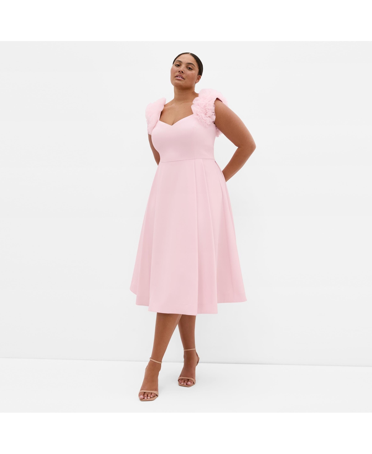 Click here for City Chic Womens Roselyn Ruffle Tulle Midi Dress -... prices