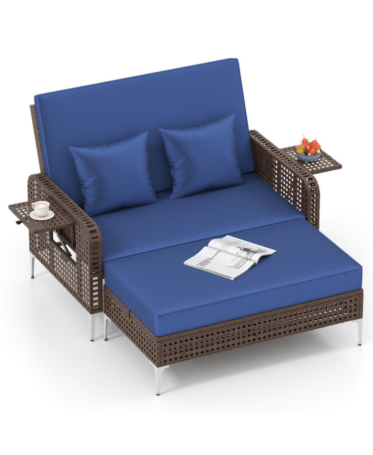 Click here for Sugift 2 Piece Patio Rattan Daybed Wicker Loveseat... prices