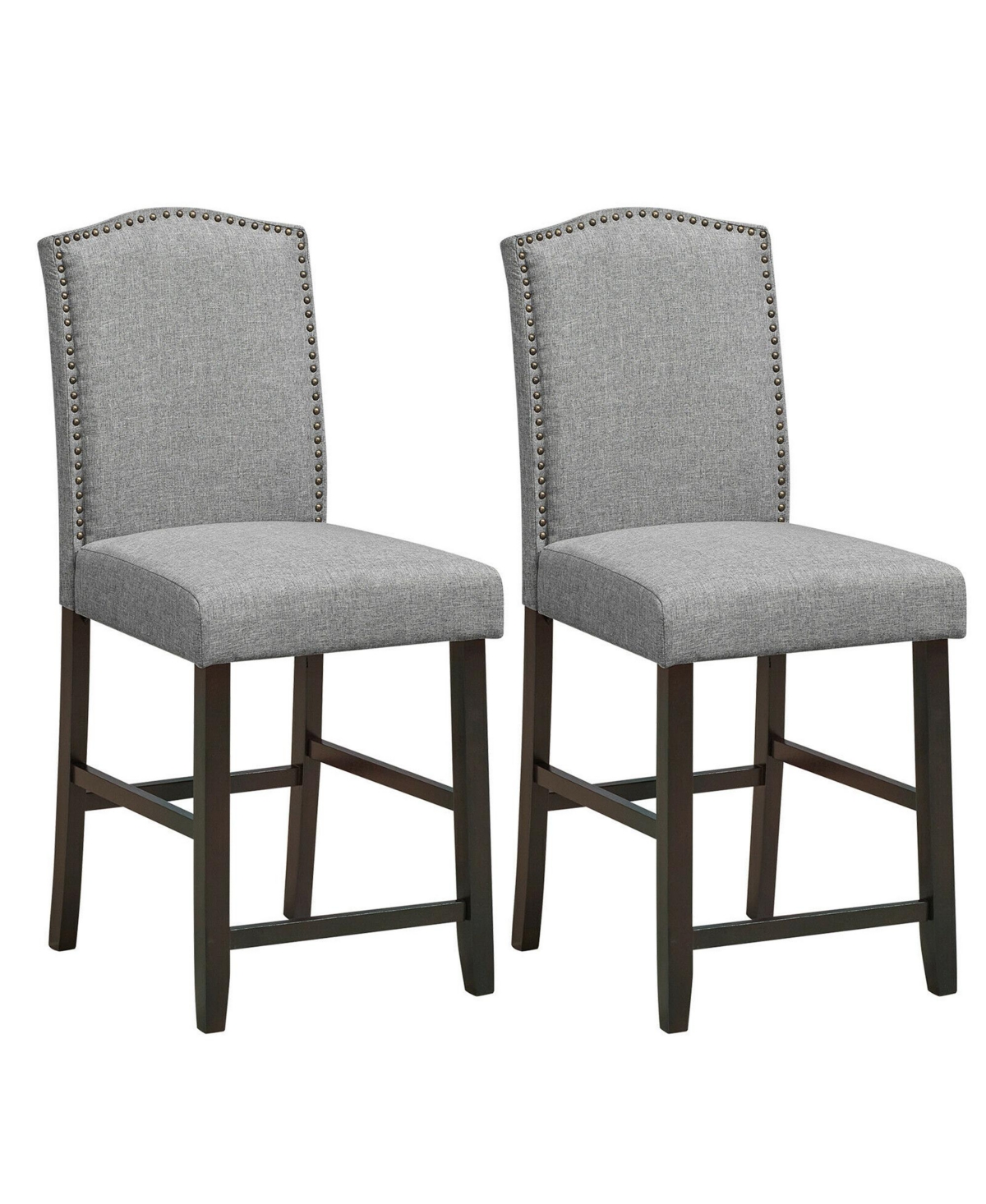 Click here for Gymax Set of 2 Fabric Barstools Nail Head Trim Cou... prices