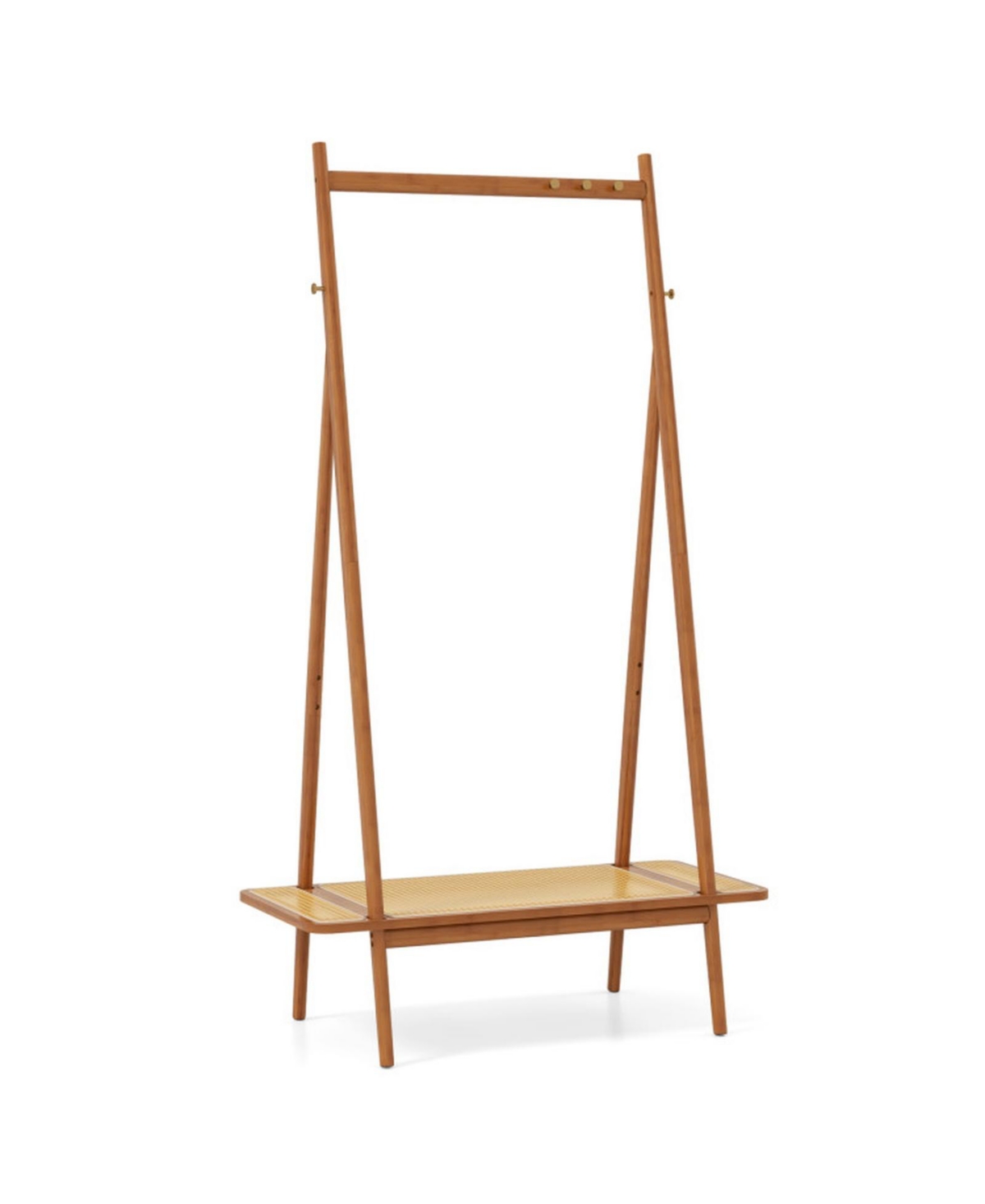 Click here for Gouun Bamboo Clothes Rack with Rattan Shelf and Co... prices