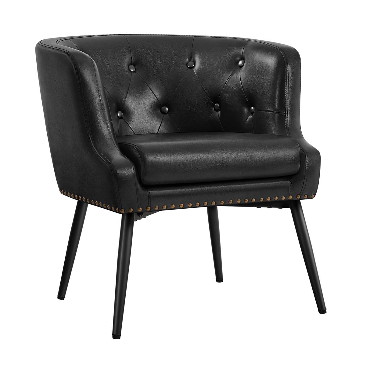 Click here for Yaheetech Button Tufted Faux Leather Barrel Accent... prices