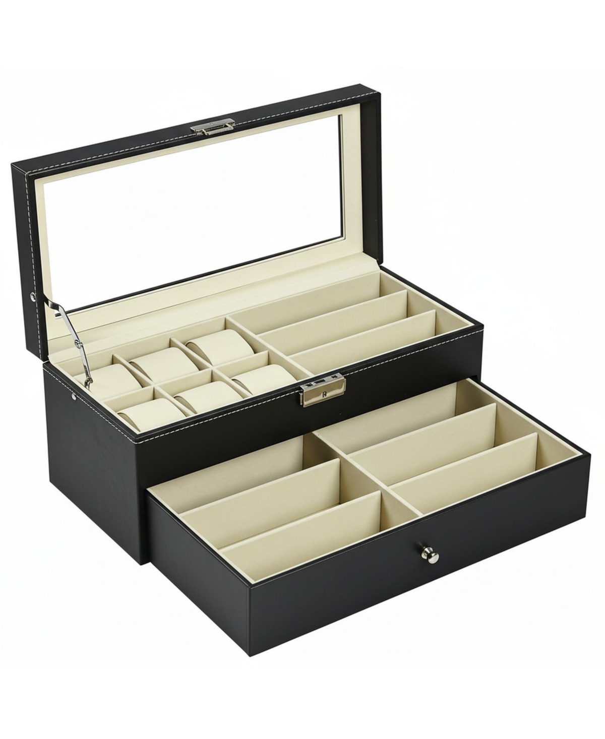 Click here for Yigii Leather 6 Watch Box 9 Eyeglasses Storage Loc... prices