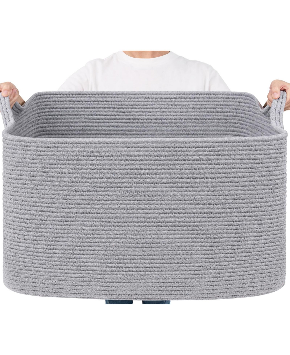 Click here for Gnuadz Woven Rope Storage Basket Rectangle - Grey prices