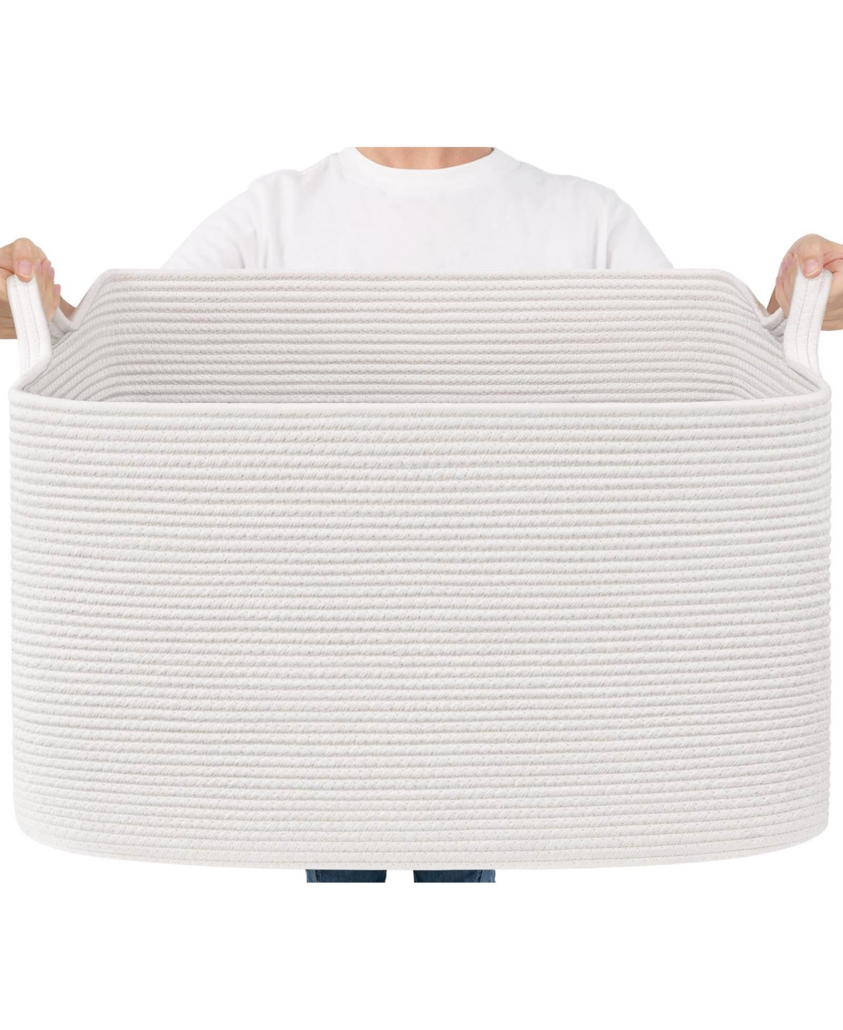 Click here for Gnuadz Woven Rope Storage Basket Rectangle - White prices