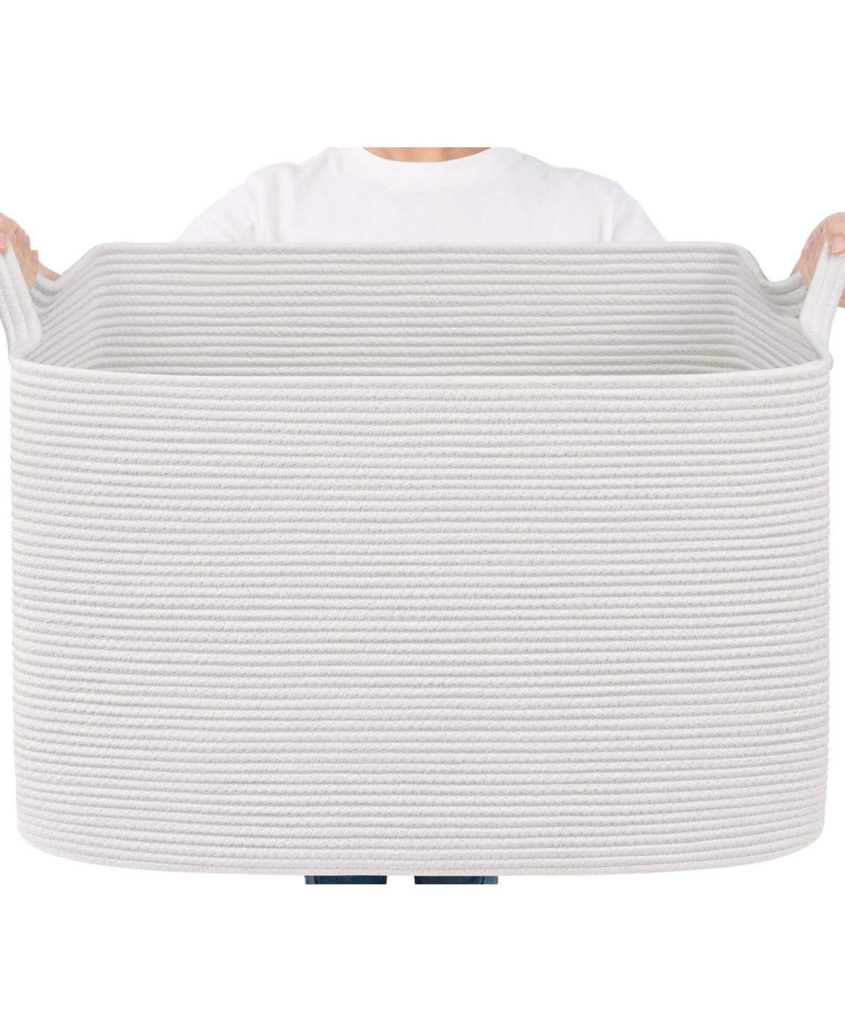 Click here for Gnuadz Woven Rope Storage Basket Rectangle - White prices