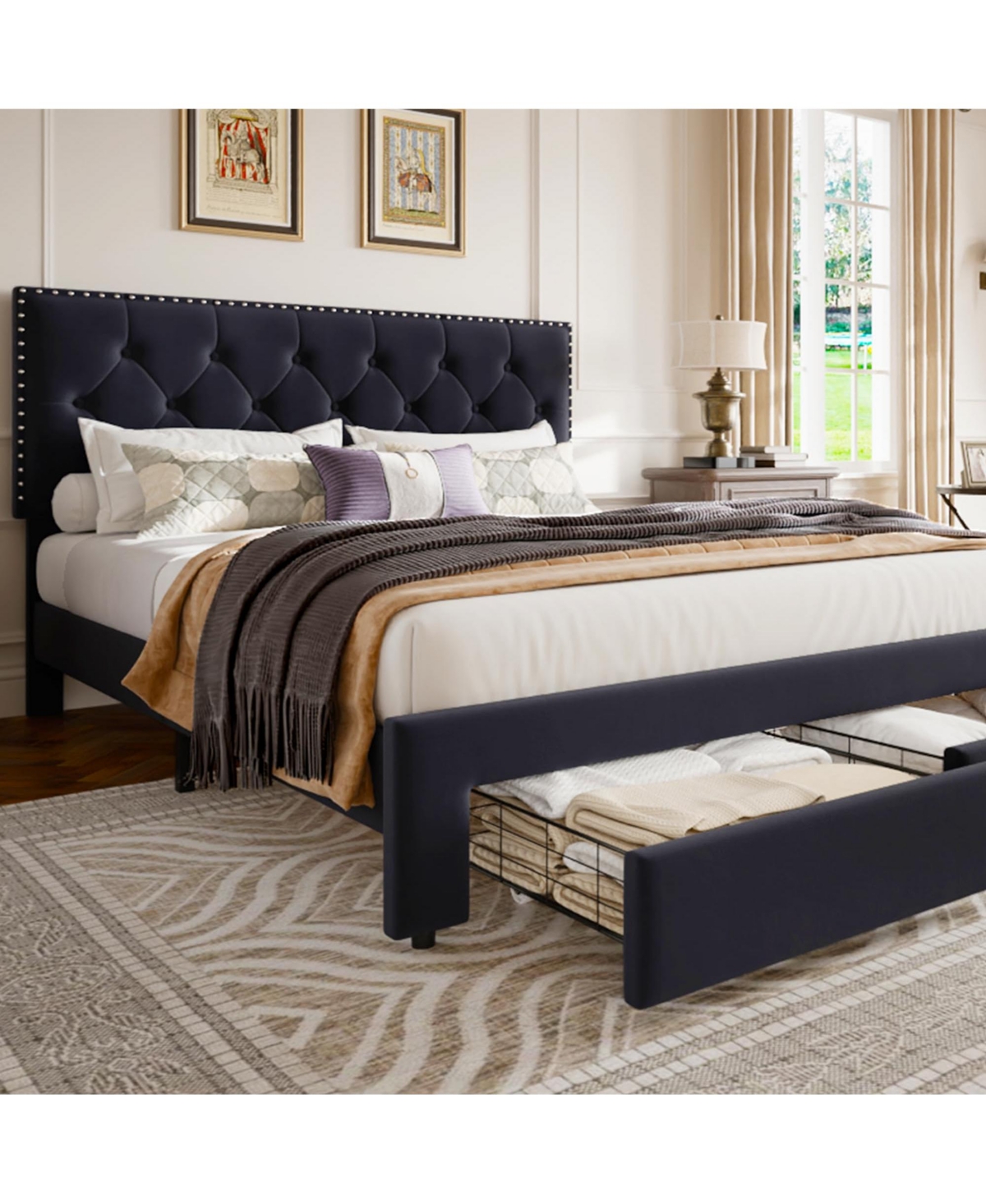 Click here for Homfan Upholstered Bed Frame with 2 Storage Drawer... prices