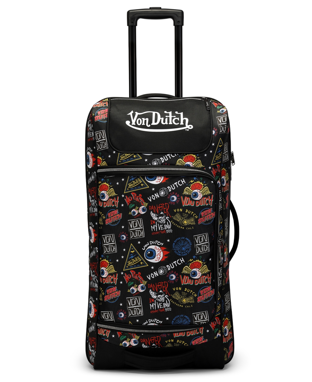 Click here for Von Dutch Jax 28 Checked Rolling Duffel - Jax Blac... prices