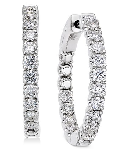 Diamond In-and-Out Hoop Earrings (2 ct. t.w.) in 14k White Gold ...
