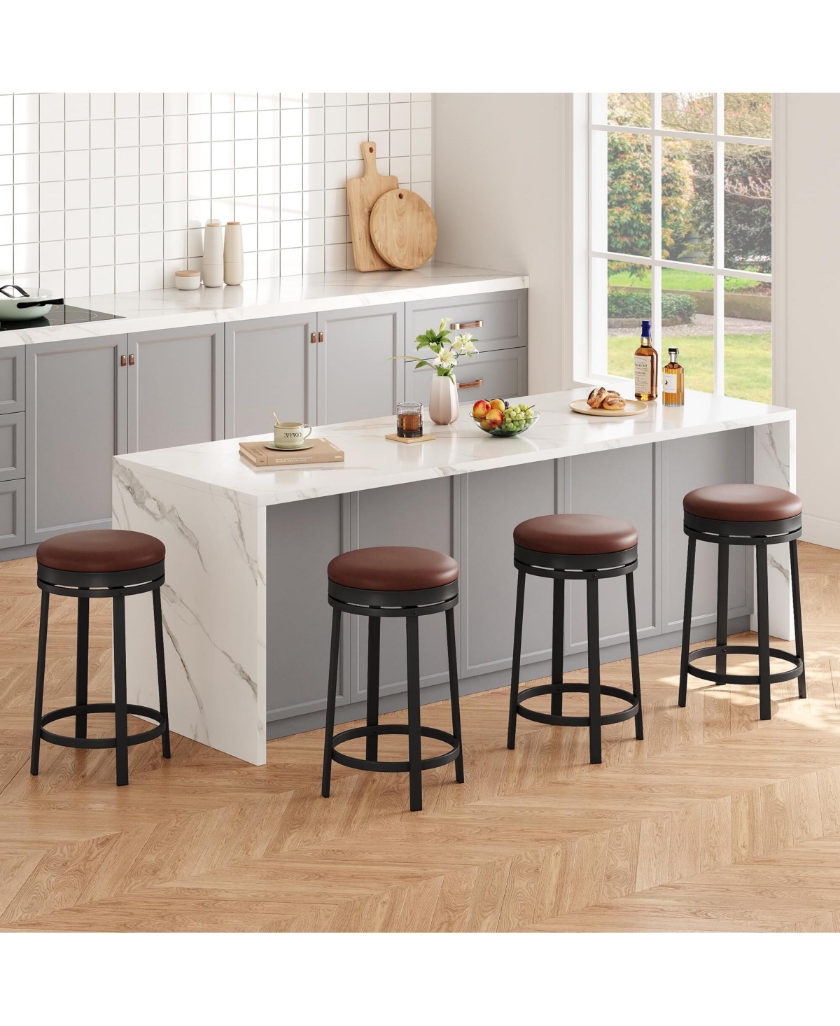 Click here for gaomon Swivel Bar Stools Set of 4  61cm Counter He... prices
