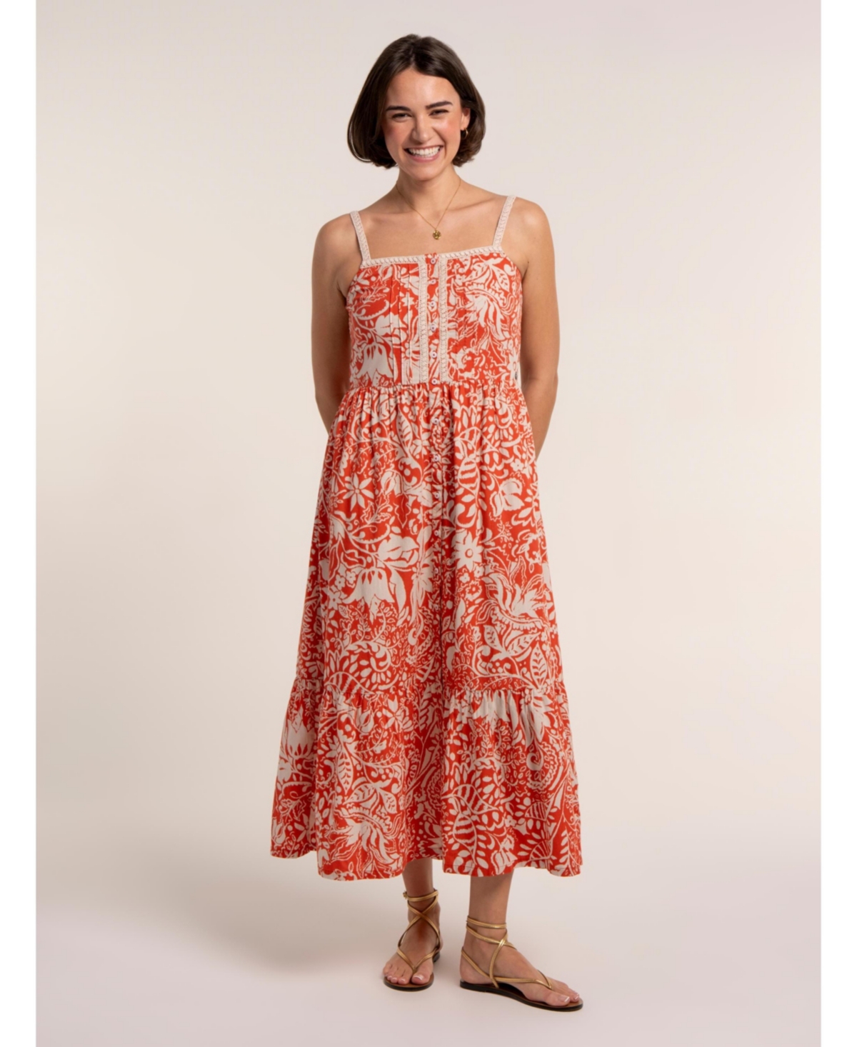 Click here for Brakeburn Womens Catarina Maxi Dress - Coral prices