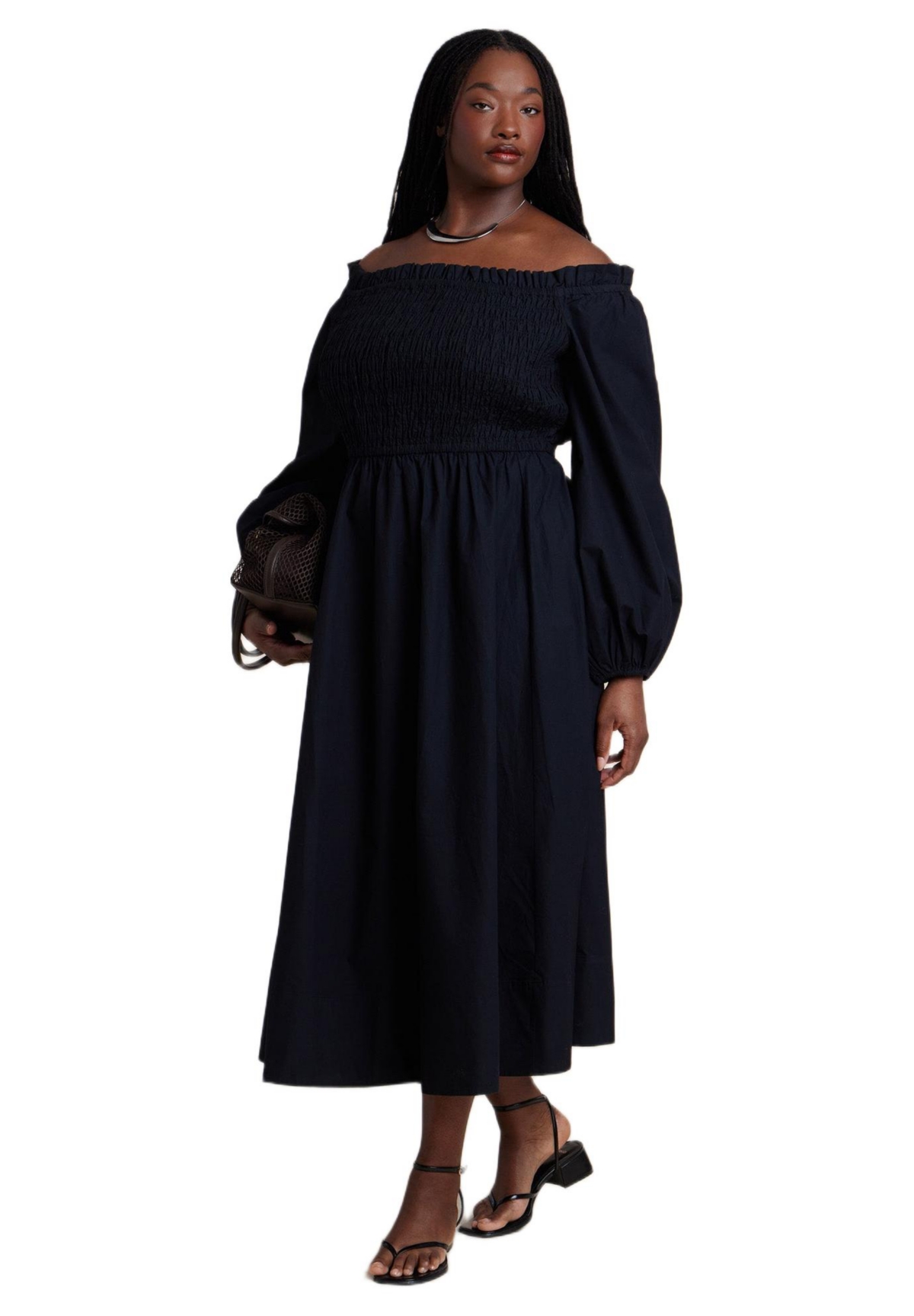 Click here for Eloquii Womens Long Sleeve Smocked Maxi Dress - Bl... prices