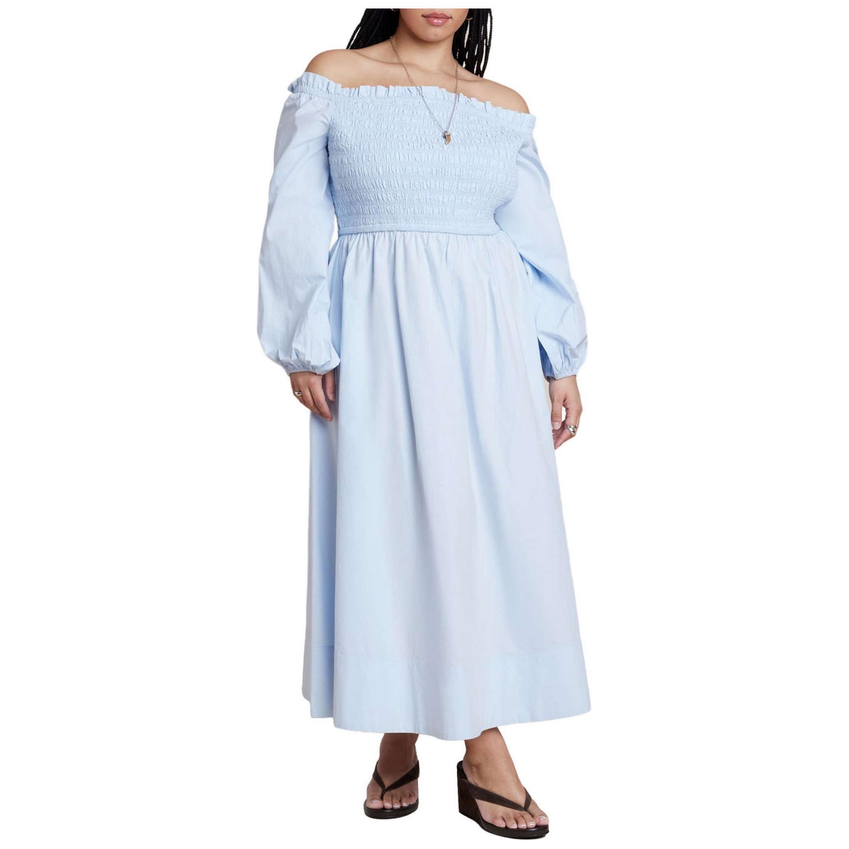 Click here for Eloquii Womens Long Sleeve Smocked Maxi Dress - Ic... prices