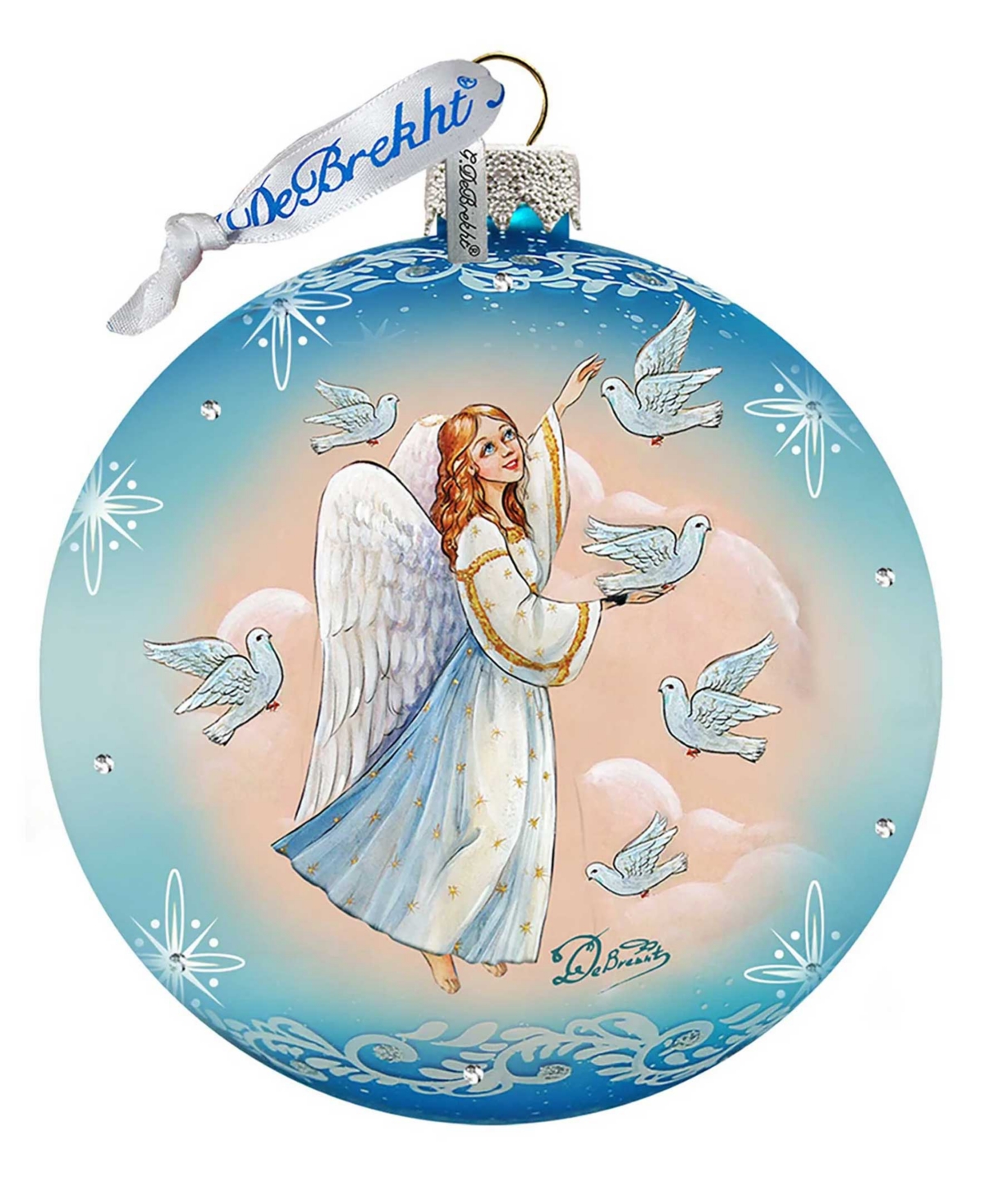Click here for G.DeBrekht Angel Doves Ball Glass Ornament - Multi prices