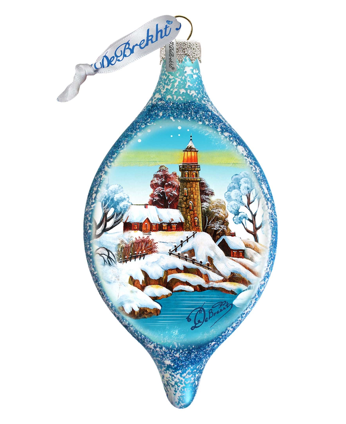 Click here for G.DeBrekht Lighthouse Glass Ornament Holiday Splen... prices