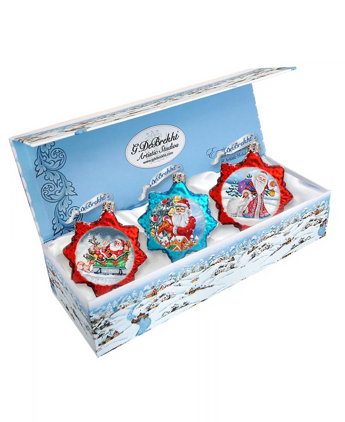 Click here for G.DeBrekht Santa Glass Ornament - Set of 3 - Multi prices